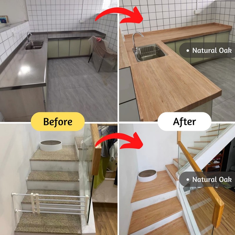 3D Wood Texture Wallpaper Waterproof Furniture Table Thick Stickers ...