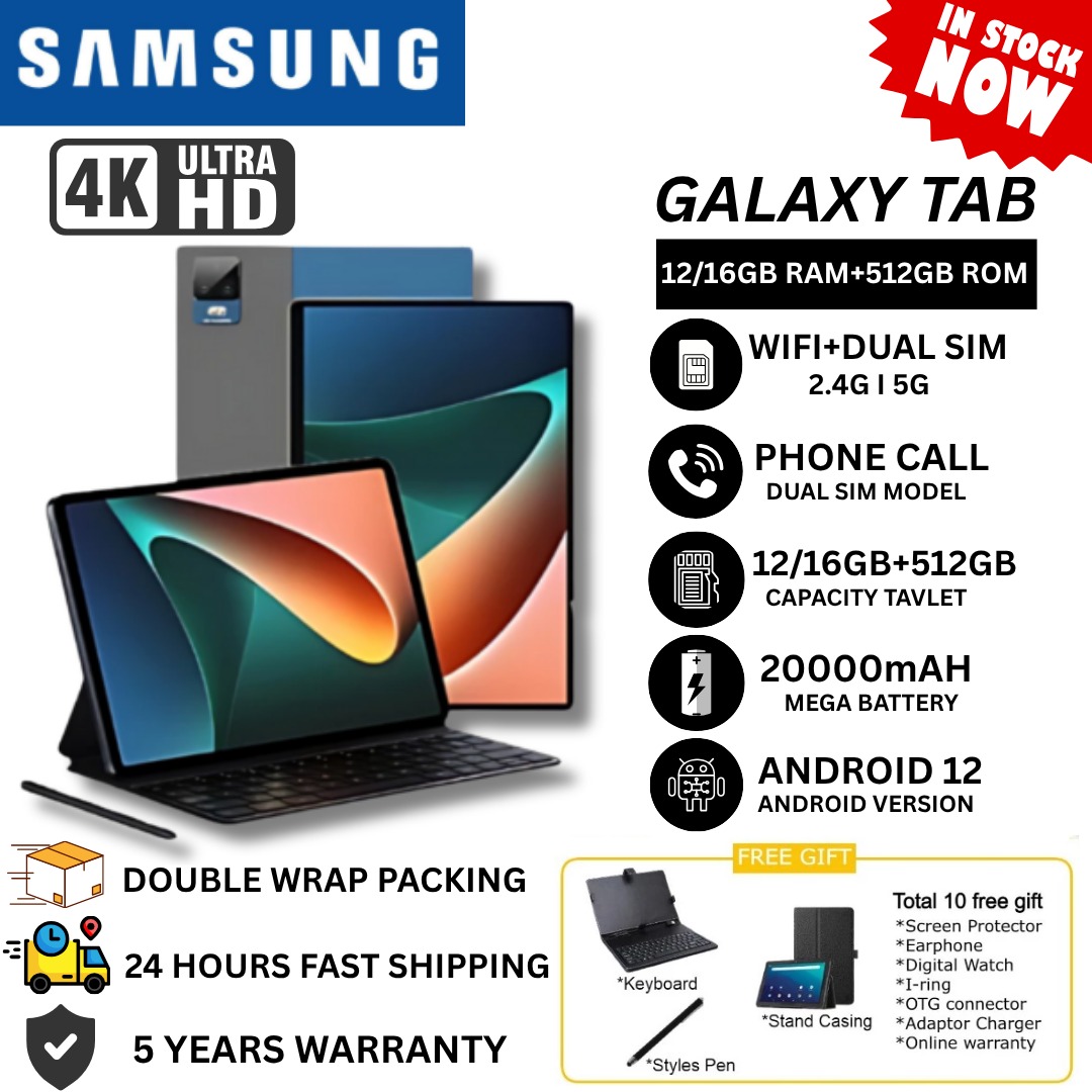 🔥Ready Stock🔥 2025 Samsung Galaxy Tab P20 12″ | 5G Tablet | 16GB RAM ...