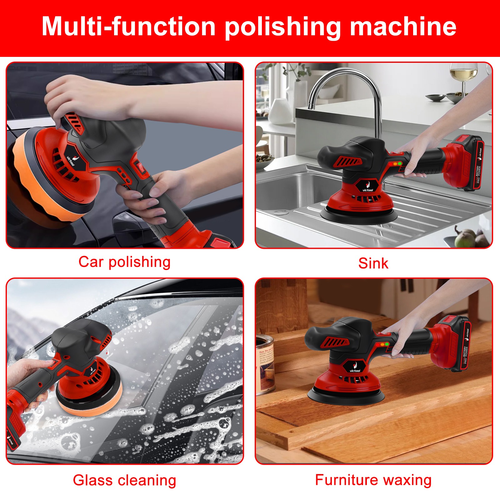 Cordless Car Polisher 6 Inch Electric Portable Wireless Polisher Waxing ...