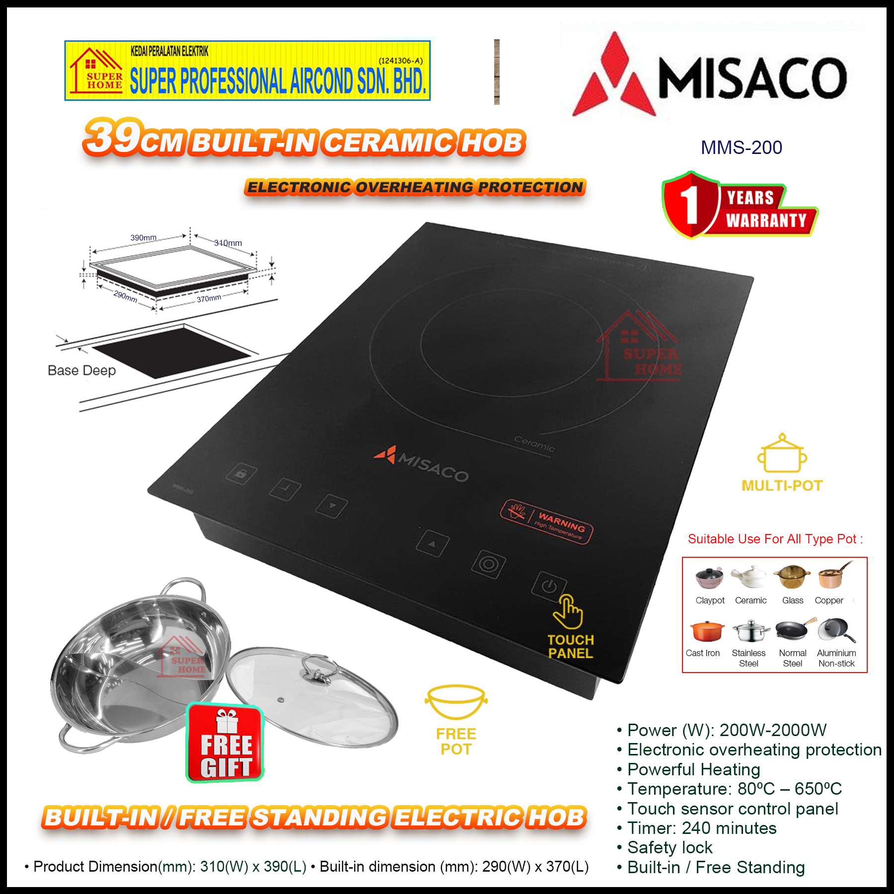 Faber Built-in Induction Hob FIC2020S / Misaco Ceramic Hob MMS-200 ...