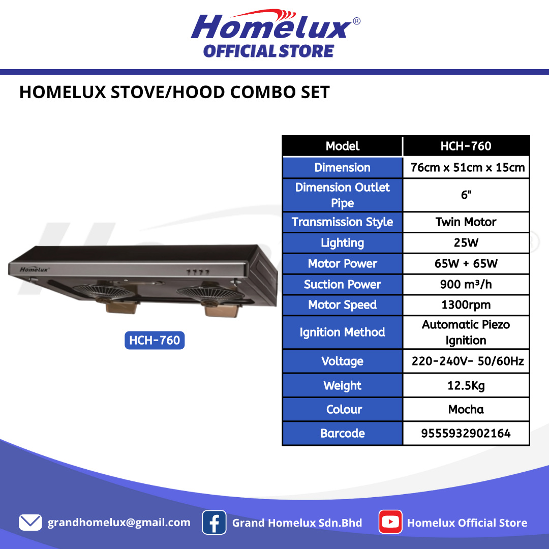 HOMELUX COMBO SET COOKER HOOD AND BUILT IN DOUBLE GAS STOVE | Shopee ...