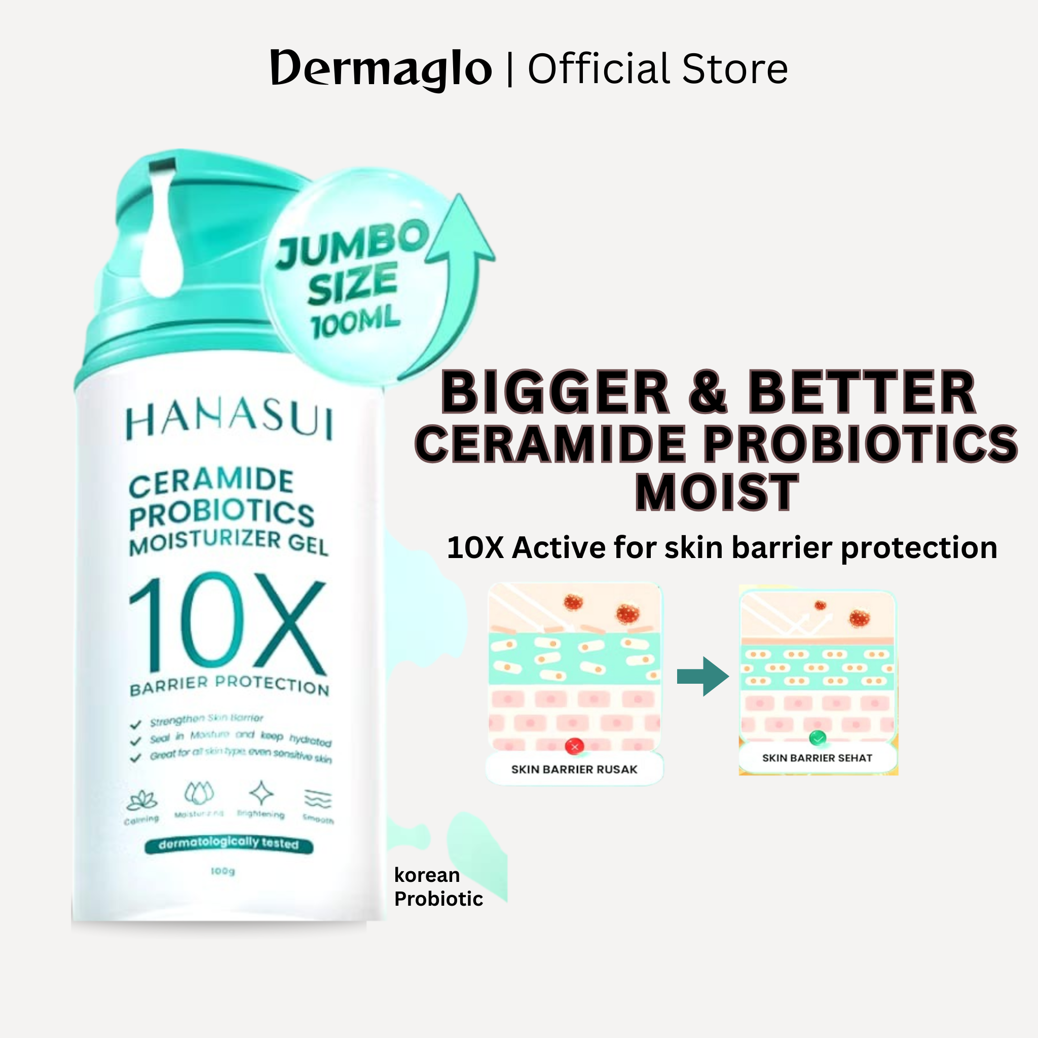 Hanasui Ceramide Probiotics Moisturizer Gel | Light Moist Moisturizer ...