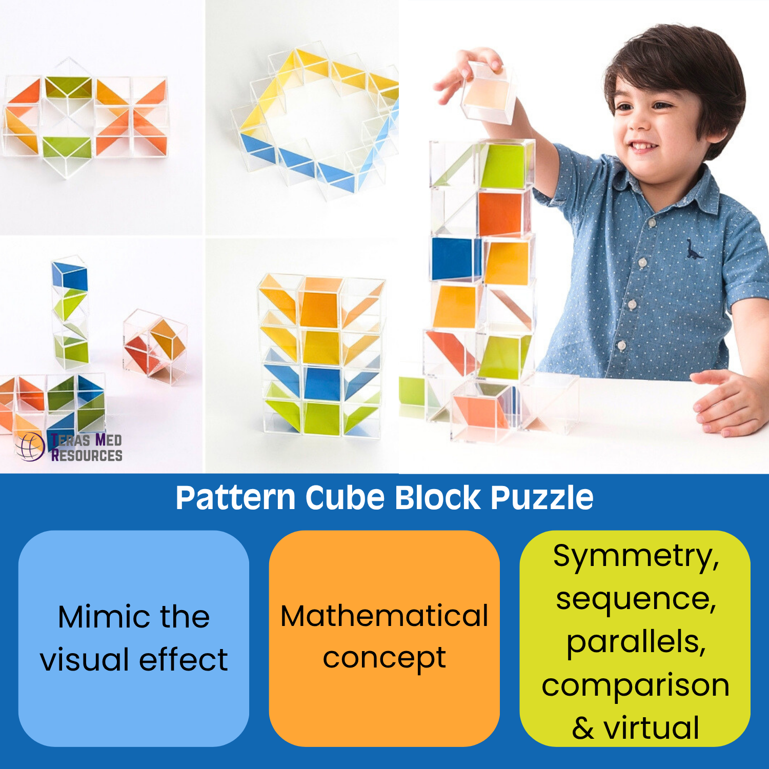 Pattern Cube Puzzle Block Creative Educational Toy for Kids Fine Motor ...