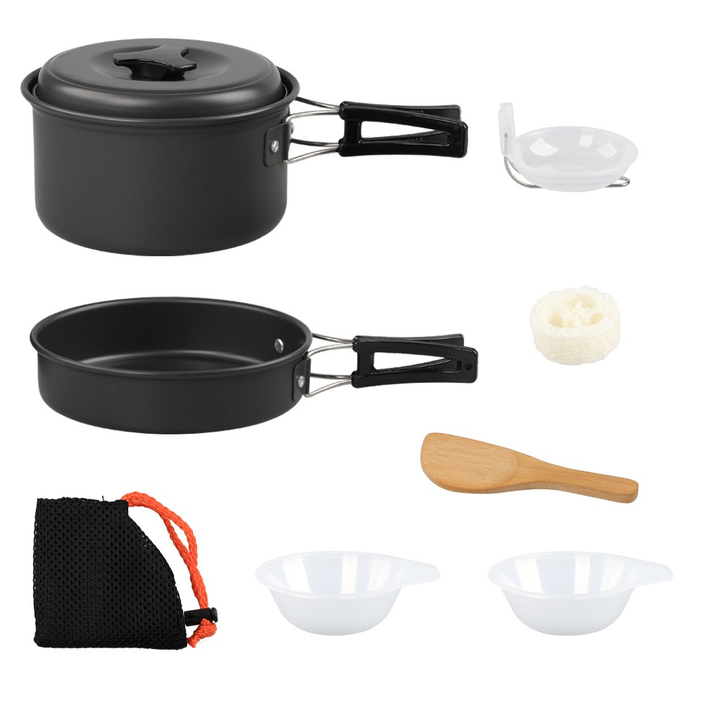 9pcs Camping Cookware Set Outdoor Cooking Set Mess Kit DS-200 For 1-2 ...