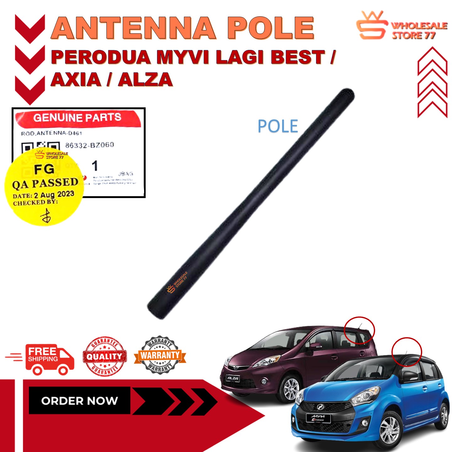ORIGINAL | PERODUA MYVI LAGI BEST / ALZA / AXIA ANTENNA SET POLE WITH ...