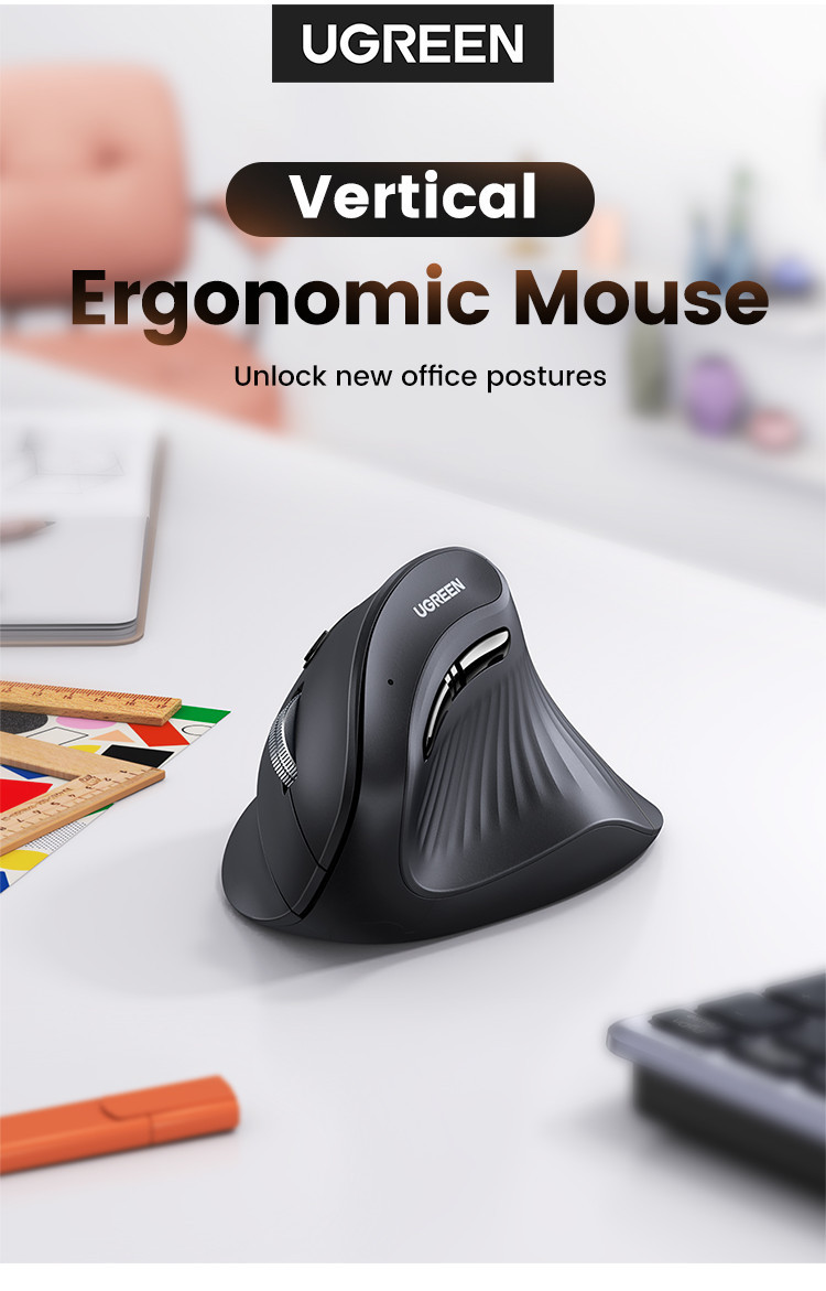 UGREEN Vertical Ergonomic Mouse Dual Mode Bluetooth & 2.4G Silent ...