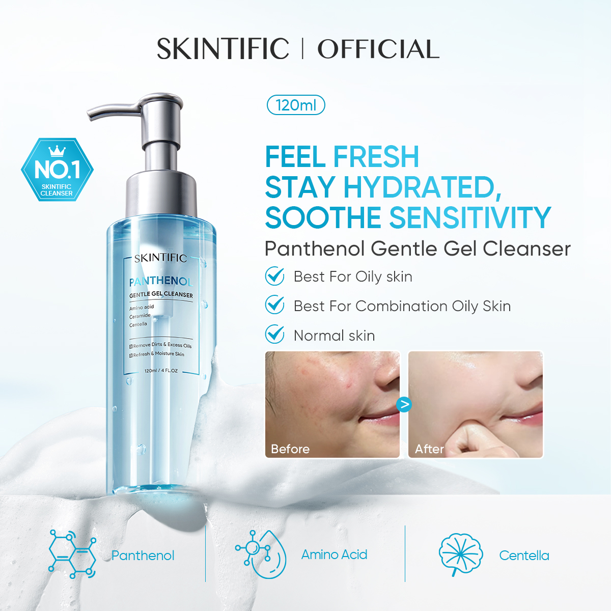 SKINTIFIC Cleanser Collection pencuci muka Salicylic Acid Gel Cleanser ...