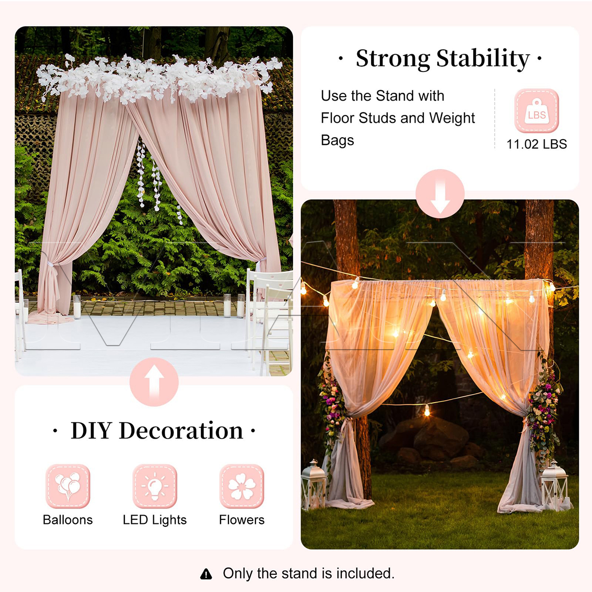 Square Metal Arch Backdrop 1/1.5/2M Metal Wedding Arch Stand Gold ...