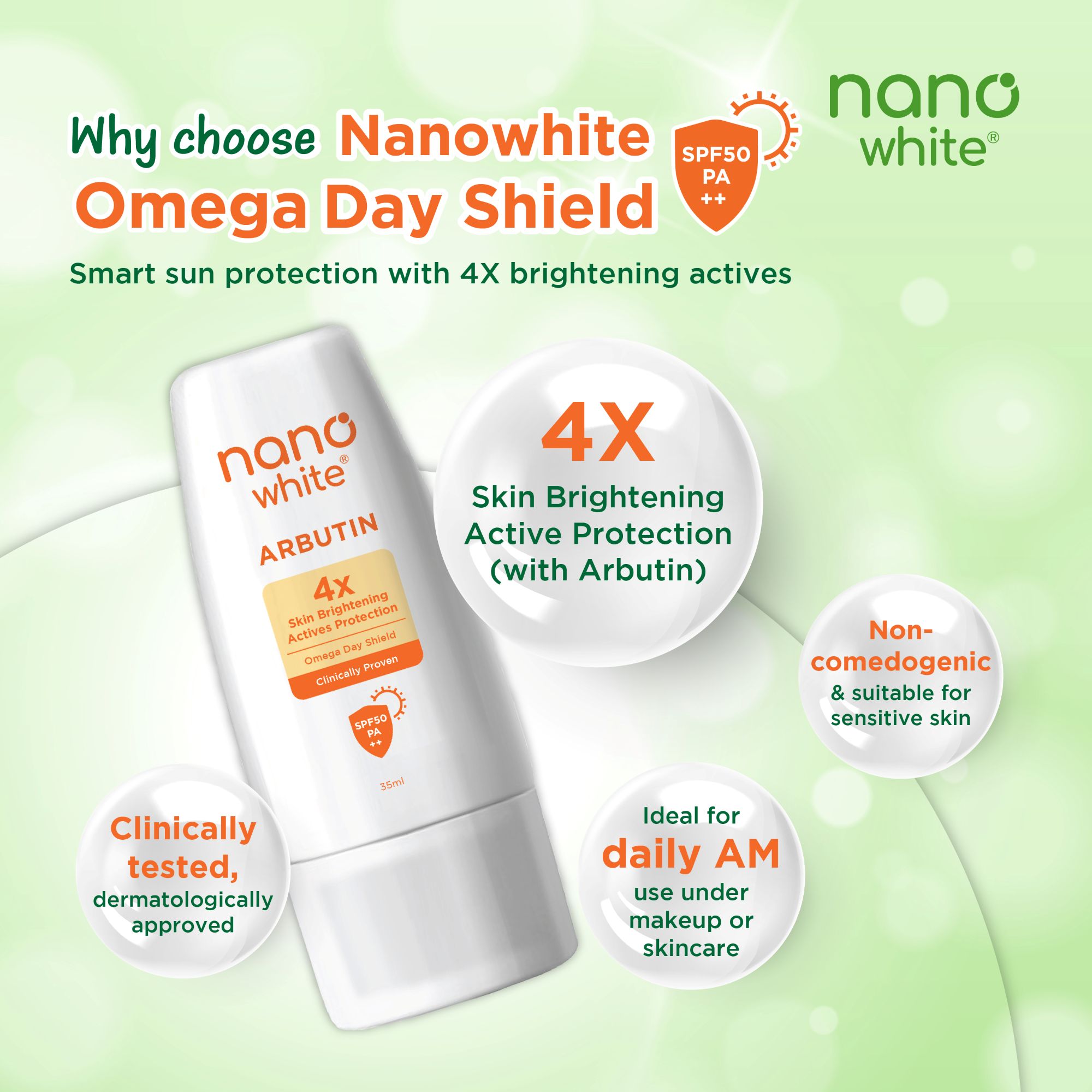 Nanowhite Essential Omega Day Shield Sunscreen SPF50 PA++ 35ml (All ...