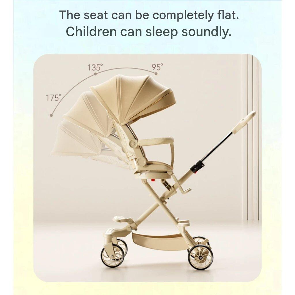 2 Way Reclining Baby Stroller Foldable Can sit or lie down Magic Trolley 360° Putaran | Shopee ...