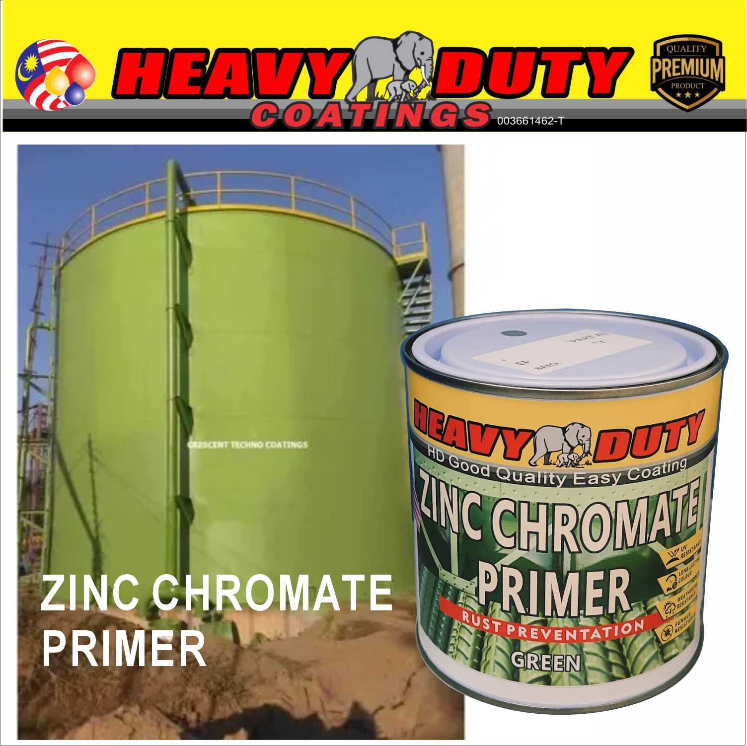 1L ZINC CHROMATE PRIMER GREEN ( HEAVY DUTY COATING ) FOR METAL ...