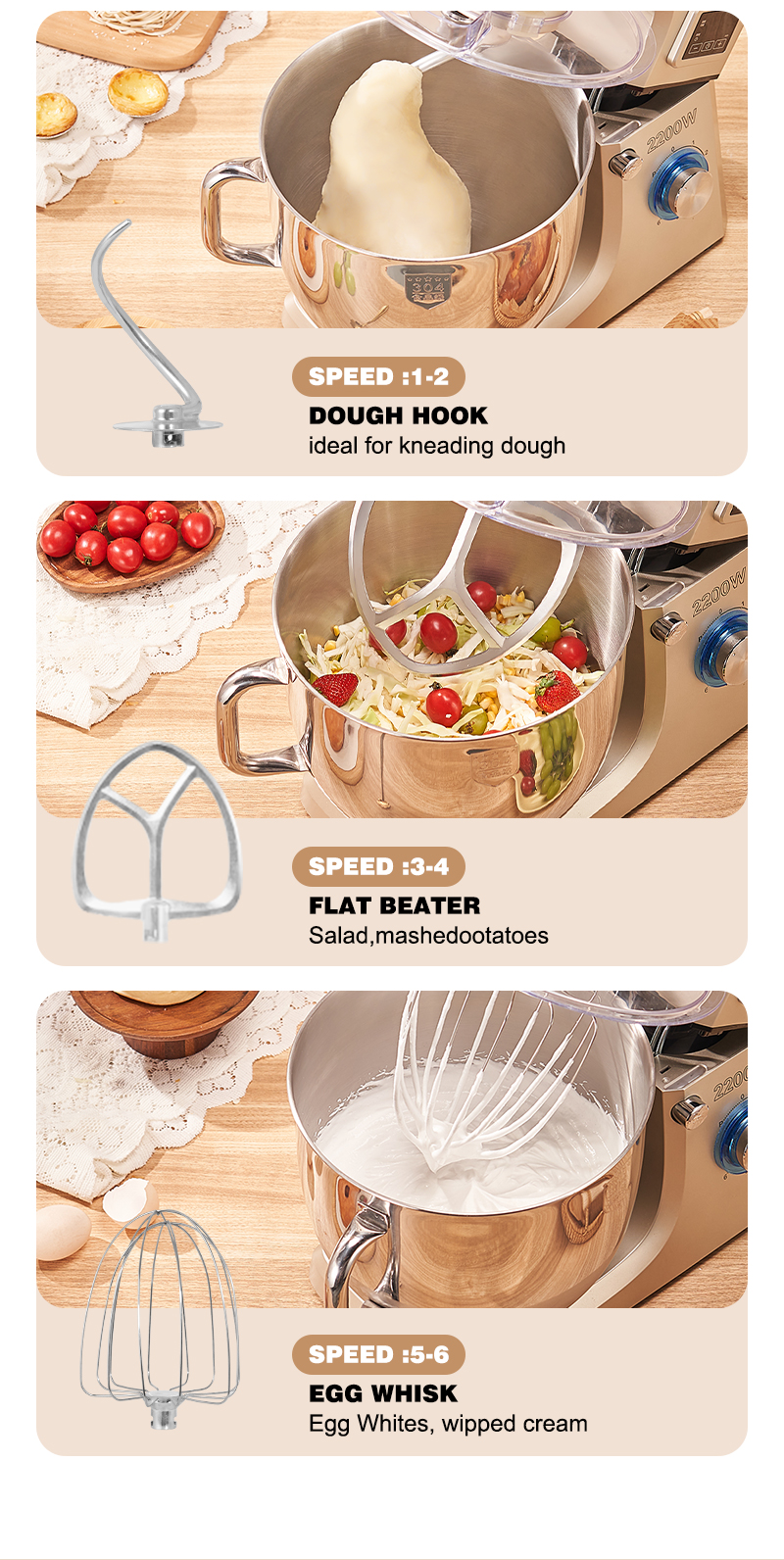 SUNATUR 顺然 Heavy Duty Stand Mixer High Power Kitchen Mixer 2200W/10L (SM-15110N/SM15110NL ...