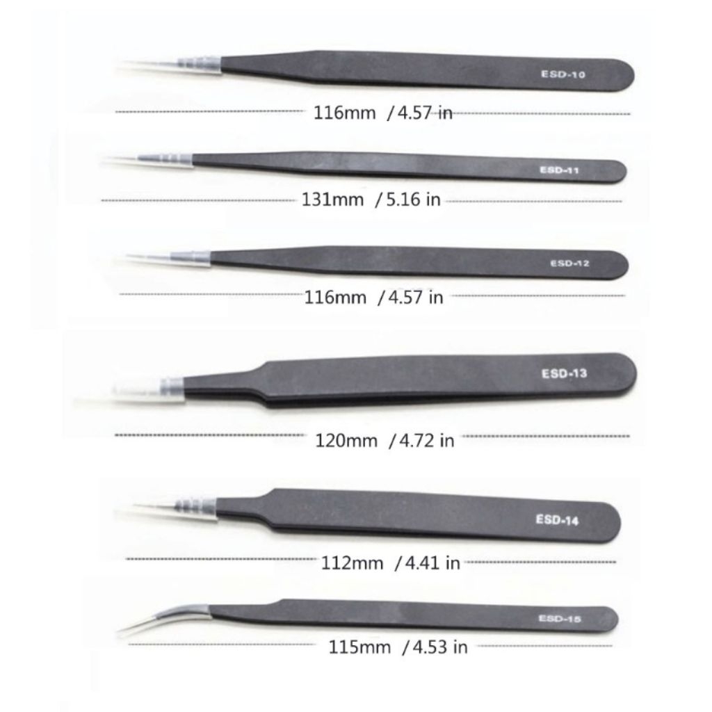 Tweezers 6PCS 6PC Tweezer Set Anti-static ESD Stainless Steel Kit ...