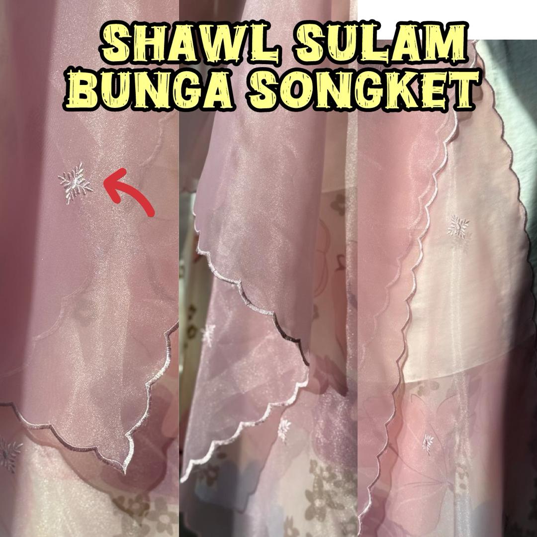 Shawl Organza Embroidered Malay Organza Shawl Scarf Klasik look ...