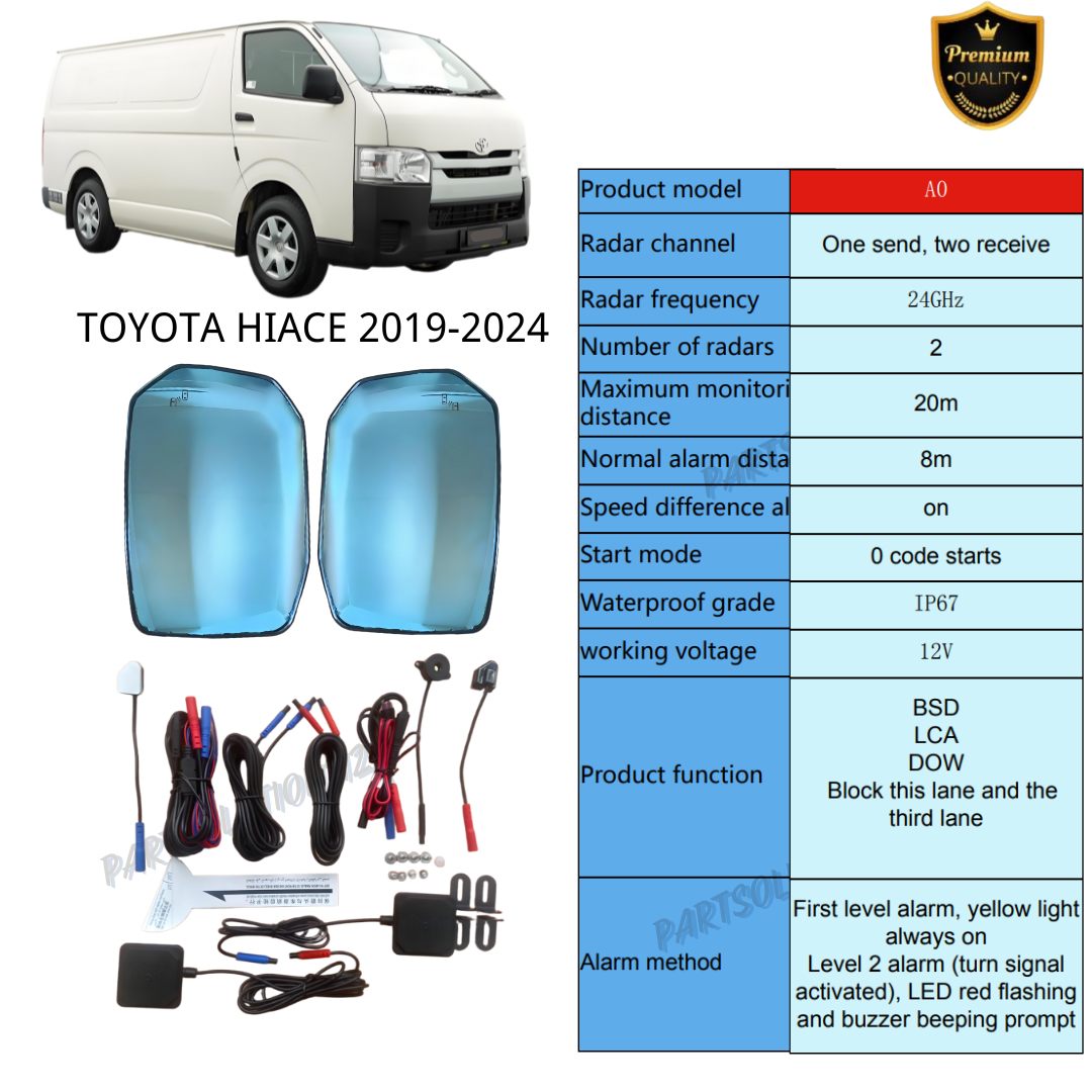 TOYOTA HIACE 2019-2024 BLIND SPOT DETECTION SYSTEM (BLUE MIRROR/CERMIN ...