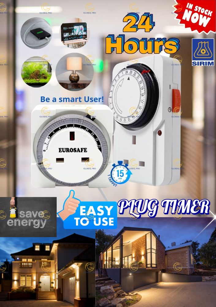 [ Sirim ] Eurosafe M Lite Rapid Tech 24hours Timer Switch Plug 13a Save Energy Auto On Off