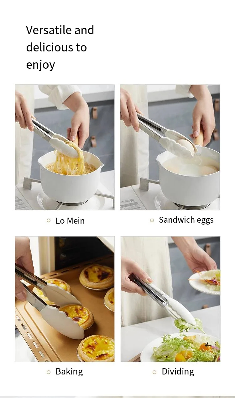 Penyepit Makanan Dapur Silikon dengan Pemegang Keluli Tahan Karat Tahan ...