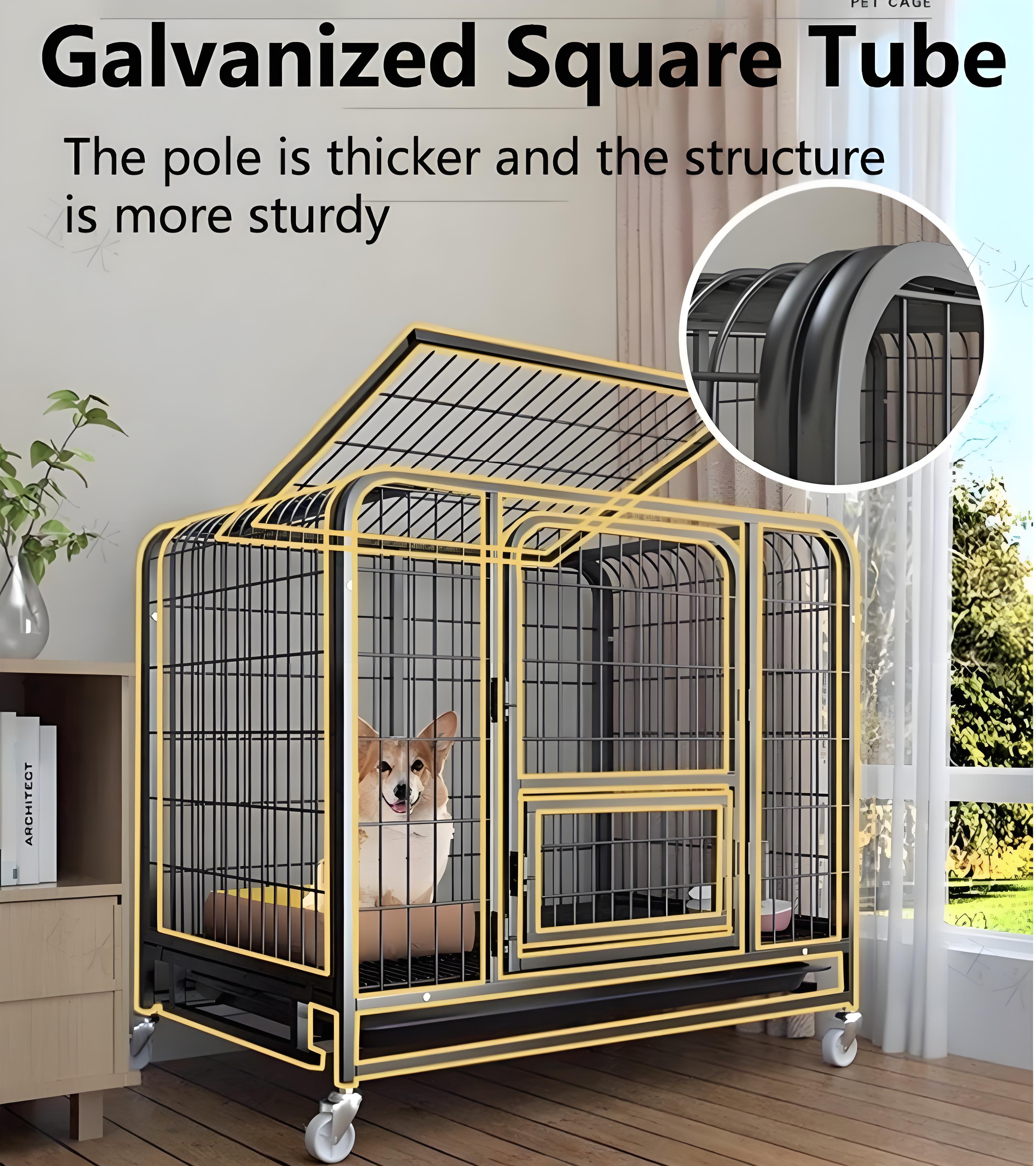 Dog Cage 狗笼 Pet Cage Bold Metal Kennel Large Dog Crate with Tray ...