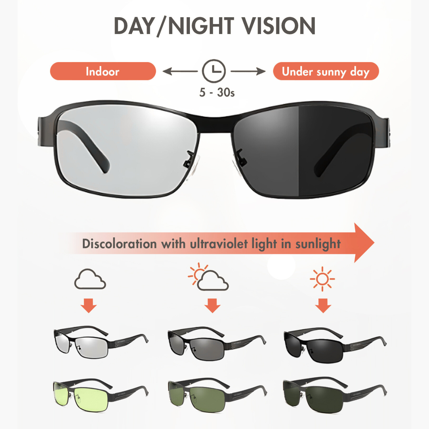 DVISION EYEWEAR Spek Mata Hitam Lelaki Anti Silau Rectangle Metal ...