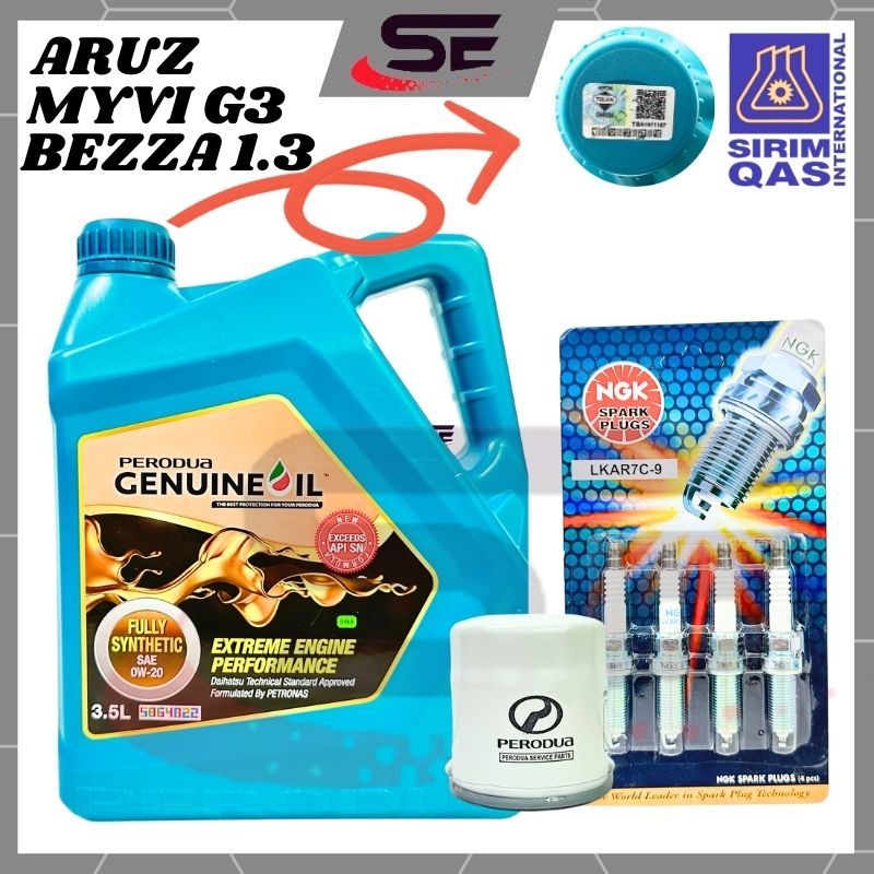 PERODUA Engine Oil 0w20 3.5L Fully Synthetic Minyak Hitam Bezza New ...