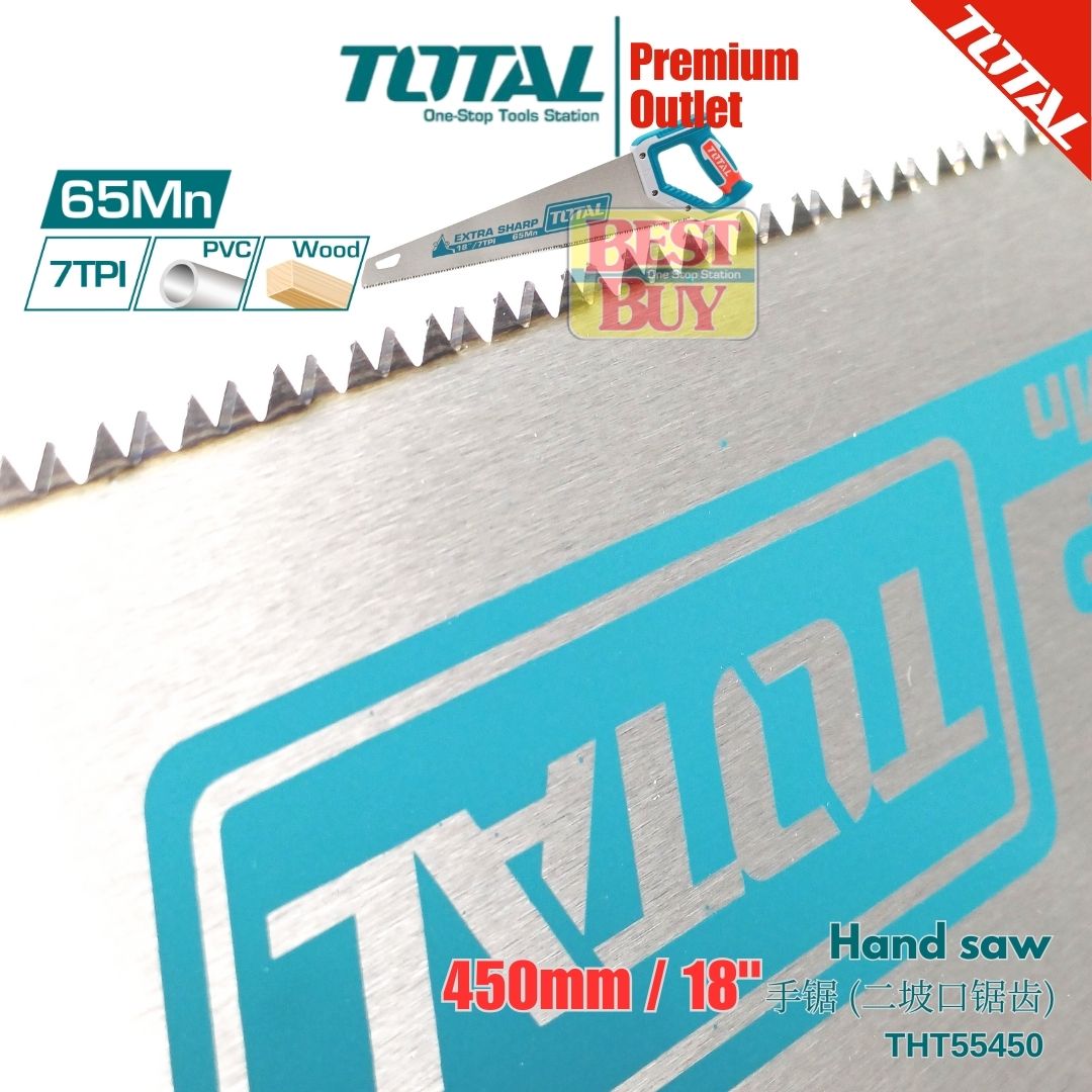 TOTAL Tools 18'' High quality Hand Saw Thickness 0.9mm, 7TPI (Cross Cut ...