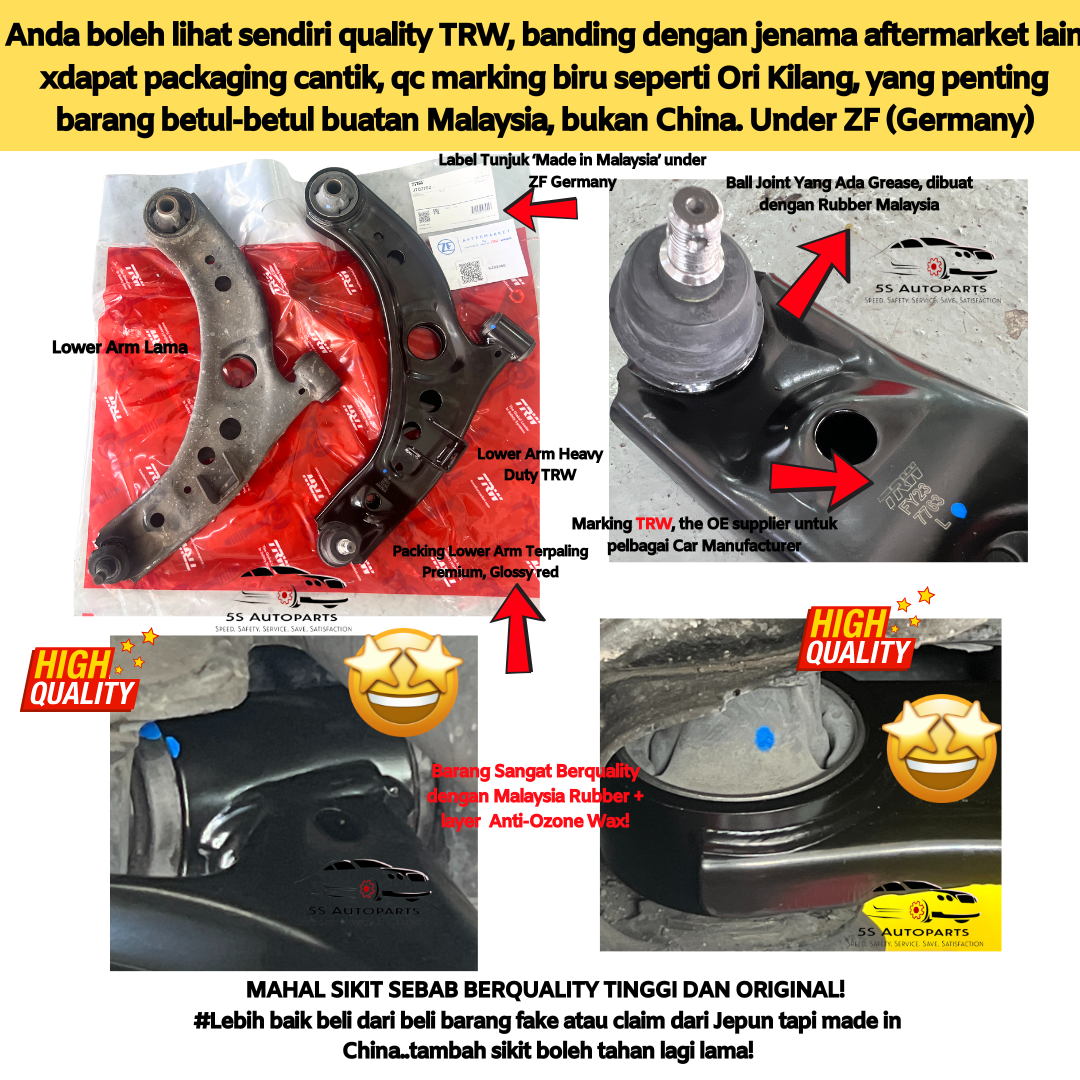 TRW Perodua Myvi 1st Gen D73A / 2nd Gen D54T Lagi Best Heavy Duty Lower Arm W/Stabilizer Link ...