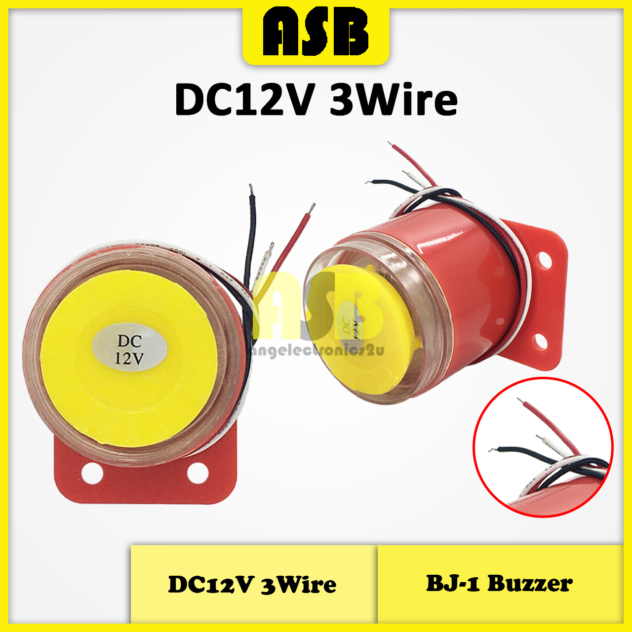 (1pc) DC12V / DC24V / AC240V BJ-1 Buzzer 90-100DB ( 2 Wire / 3 Wire ...