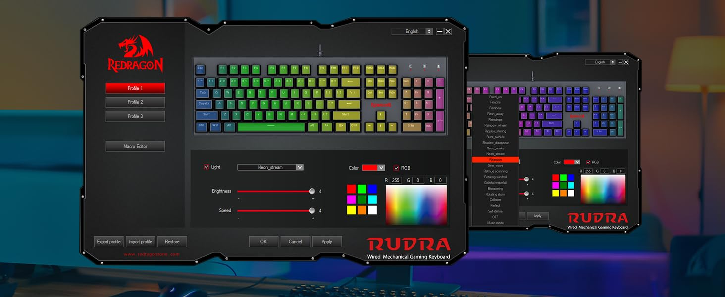 Redragon K565 RGB RUDRA 104 Keys Gaming Mechanical Keyboard Hot ...