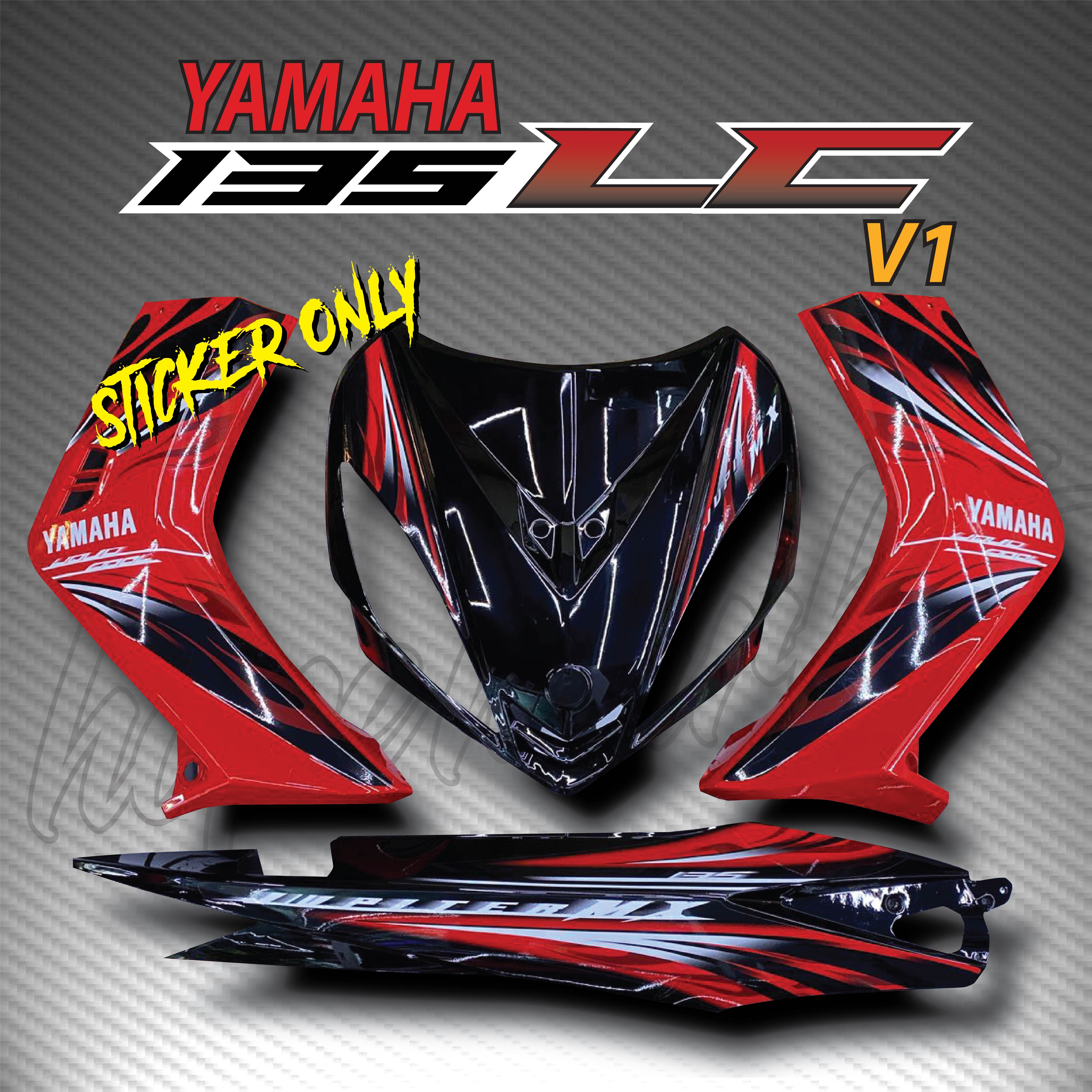 STRIPE MOTOR YAMAHA LC135 V1 JUPITER MX 2009 FIRE CUSTOM BODY STICKER ...