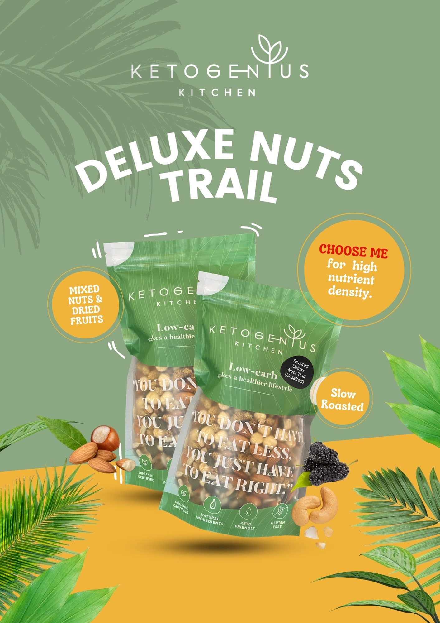 Ketogenius Kitchen Roasted Unsalted Deluxe Nuts Trail (110g/250g/500g) | Shopee Malaysia