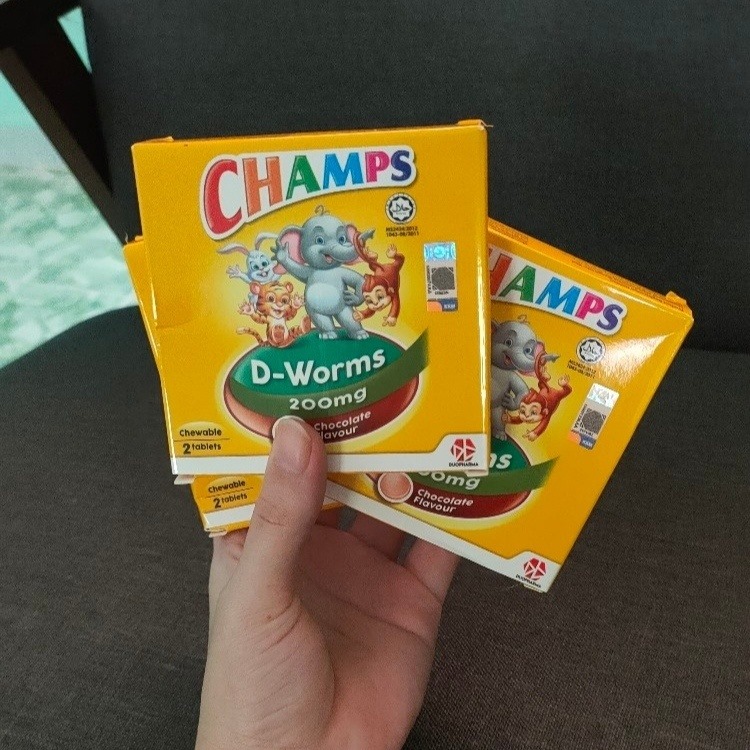 Champs D-Worms-6 Chocolate Chewable Tablet (2's) | Shopee Malaysia