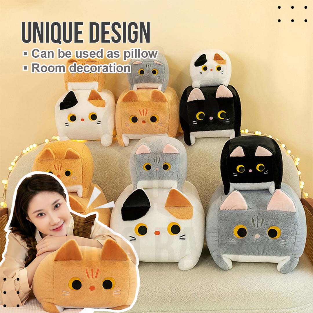 ⭐Moo Baby Cube Cat Plush Toy Cat Bantal Kucing Comel Cat Plushie Pillow ...