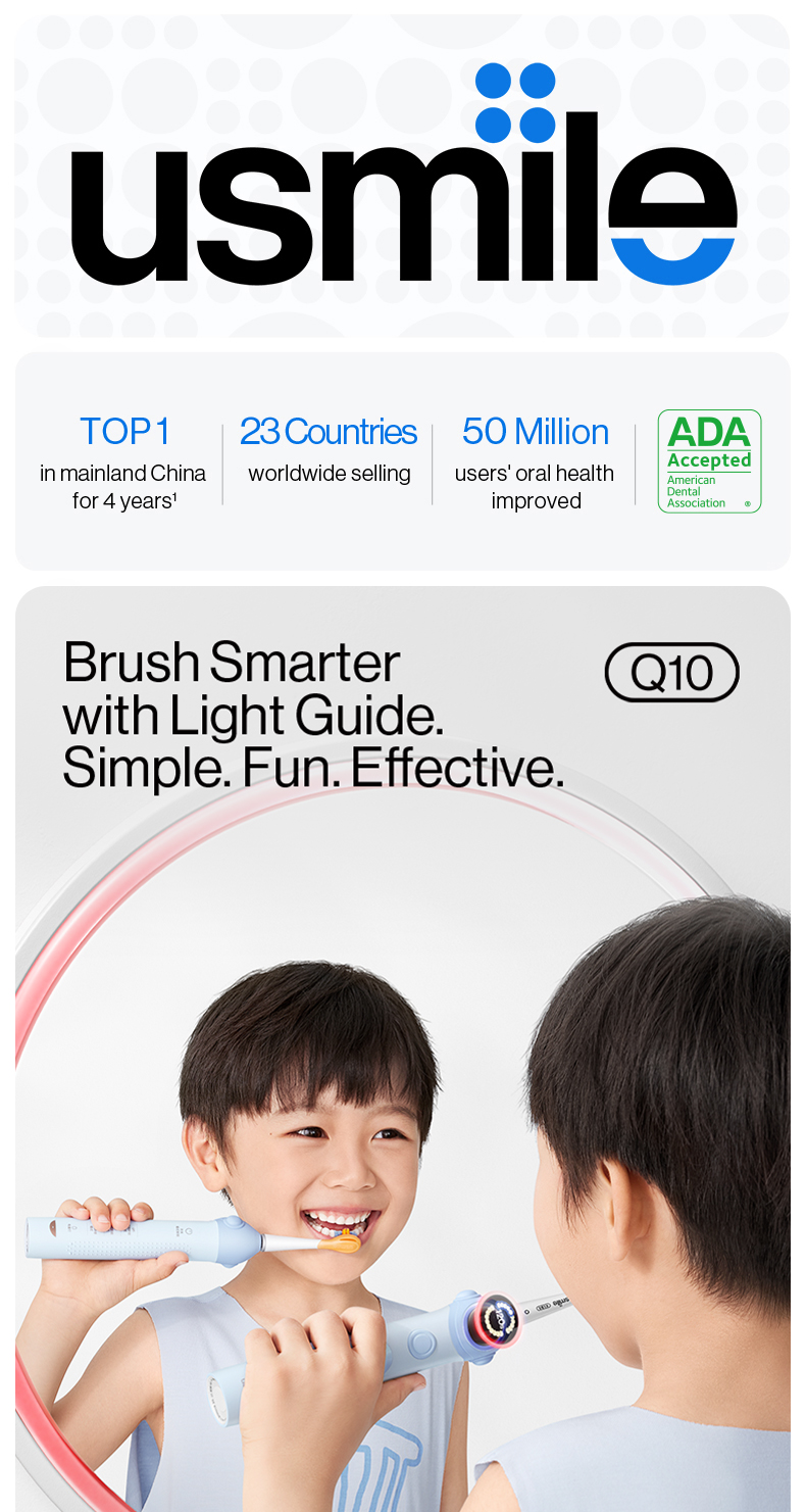 [DUO SET] usmile Q10 Kids Sonic Electric Toothbrush | Brush Indicator | 180 Day Battery Life ...