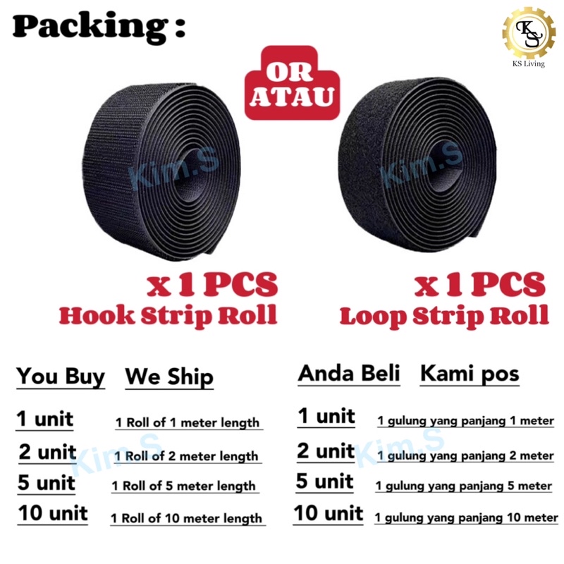 Kim.S 20mm Black White Hook & Loop Magic Tape Fastener Mosquito Net Zip ...