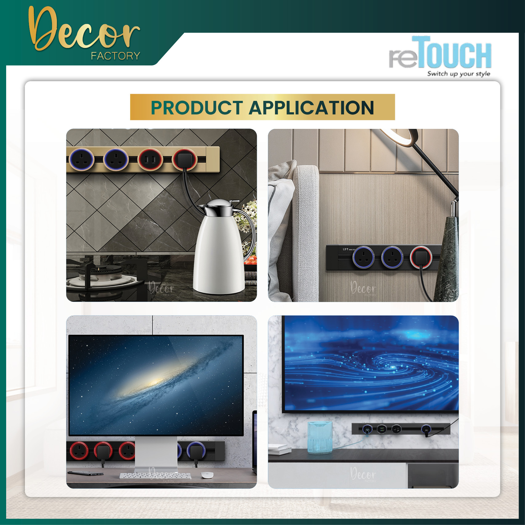 RETOUCH Power Track 400/600/800/1000mm 32A Power Rail Power Line Socket ...