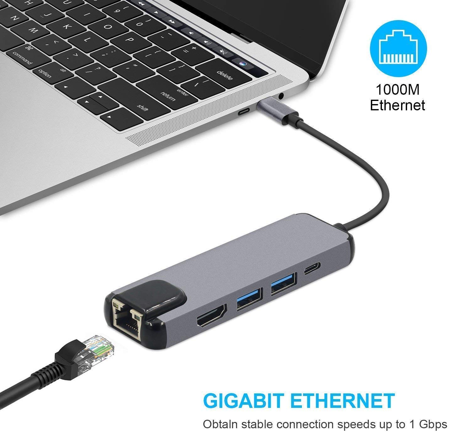 Glink USB Hub Adapter GL-051 with Type-C Connection, Multi Port ...