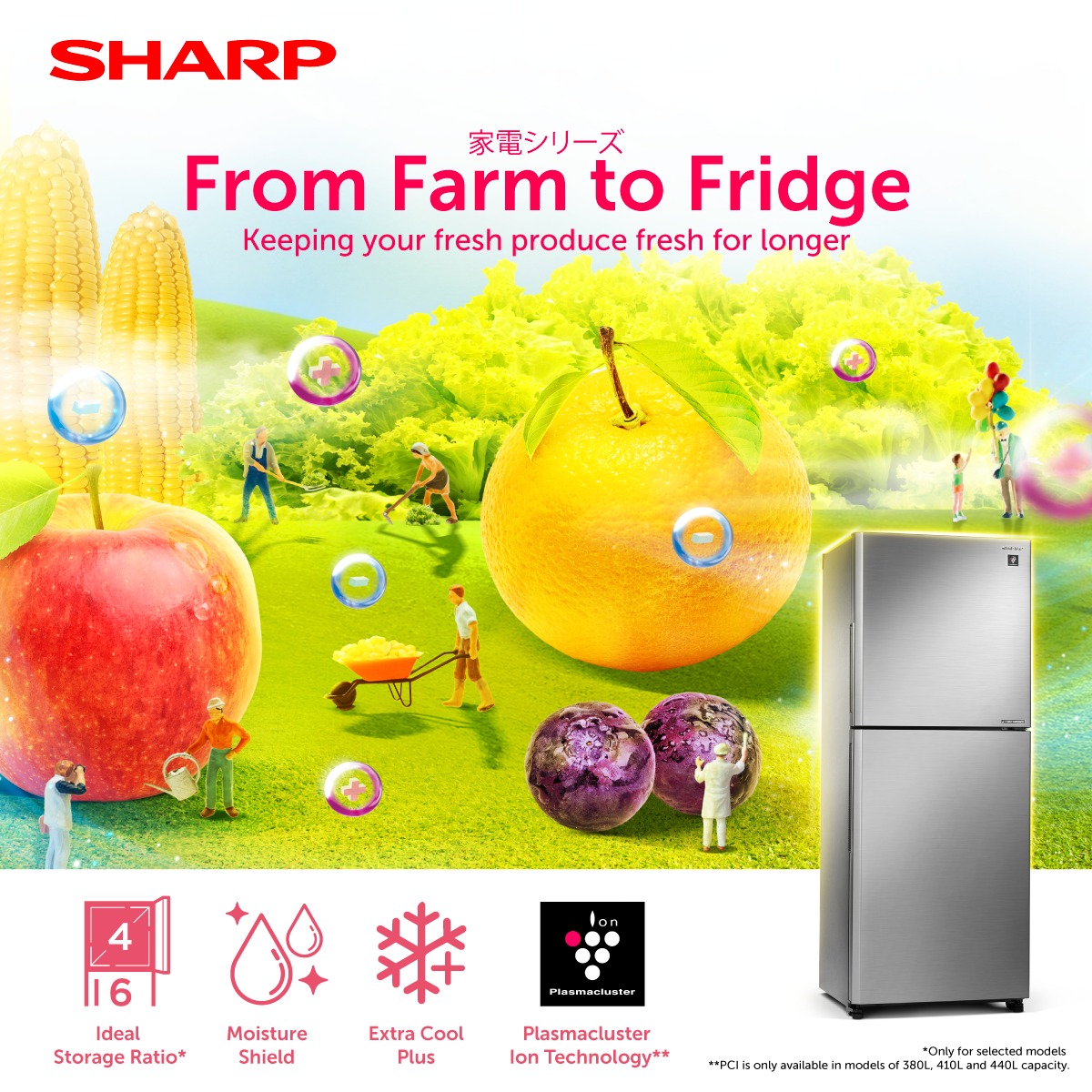 Sharp J-Tech Inverter Refrigerator (410L) SJ4122MSS Peti Sejuk 冰厨 ...