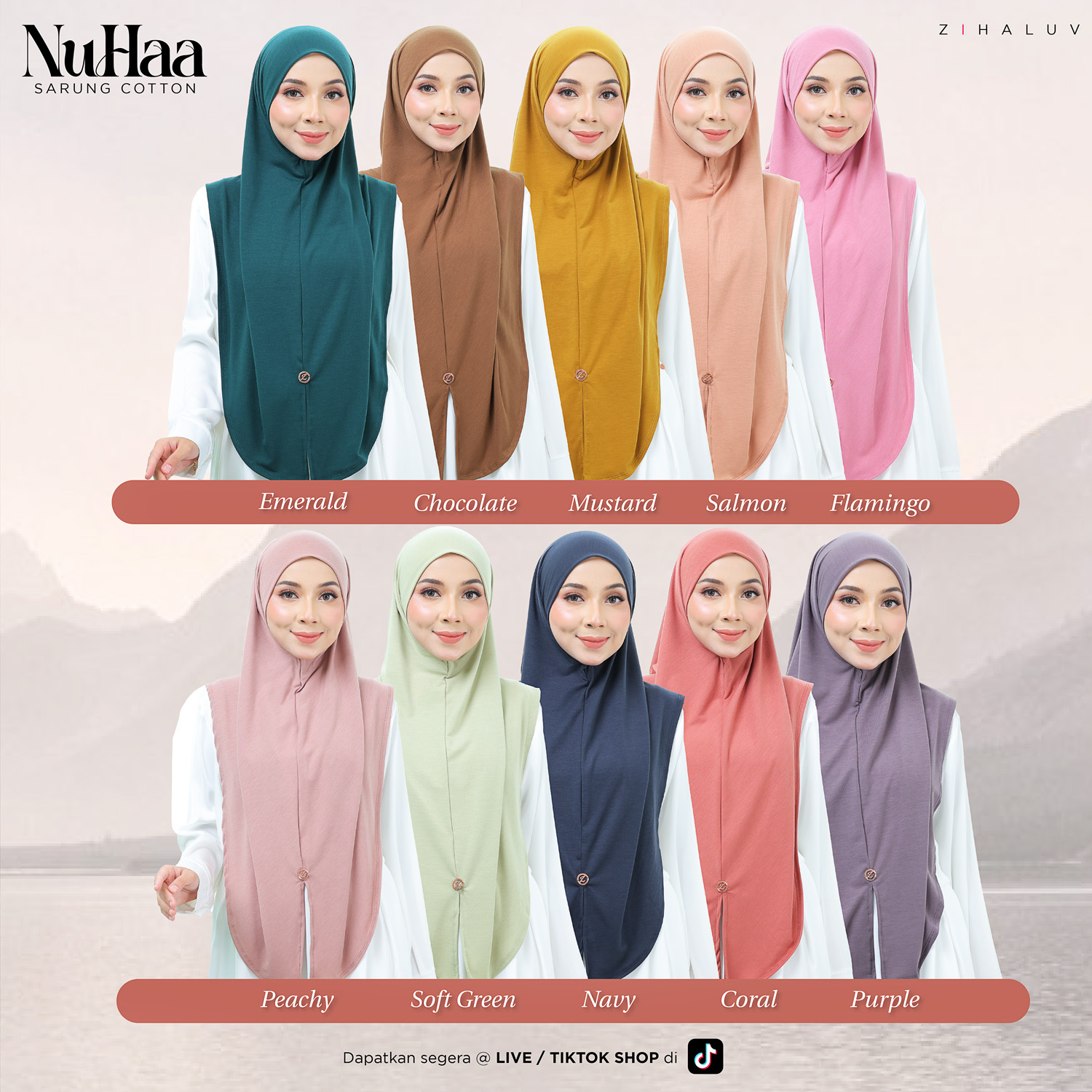 Zihaluv - Tudung Nuhaa Sarung Ironless - Soft Cotton - Bidang 55 - 5 RM100 | Shopee Malaysia