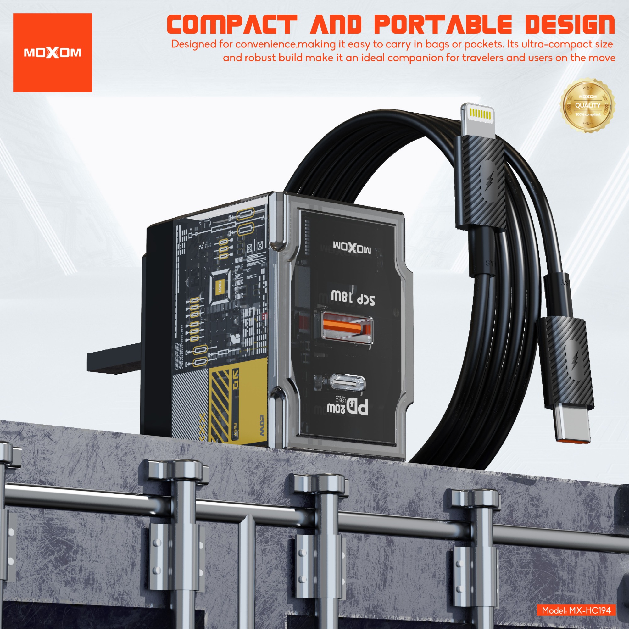 MOXOM MX-HC194 QC/SCP18W PD20W // MOXOM MX-HC196 GaN QC/SCP18W PD35W DARK EMPIRE TRAVEL CHARGER ...