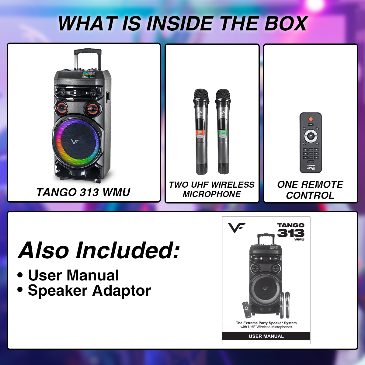 Vinnfier VF Tango 313 WM 2024 Portable Trolley Bluetooth Speaker with Karaoke System Bluetooth ...