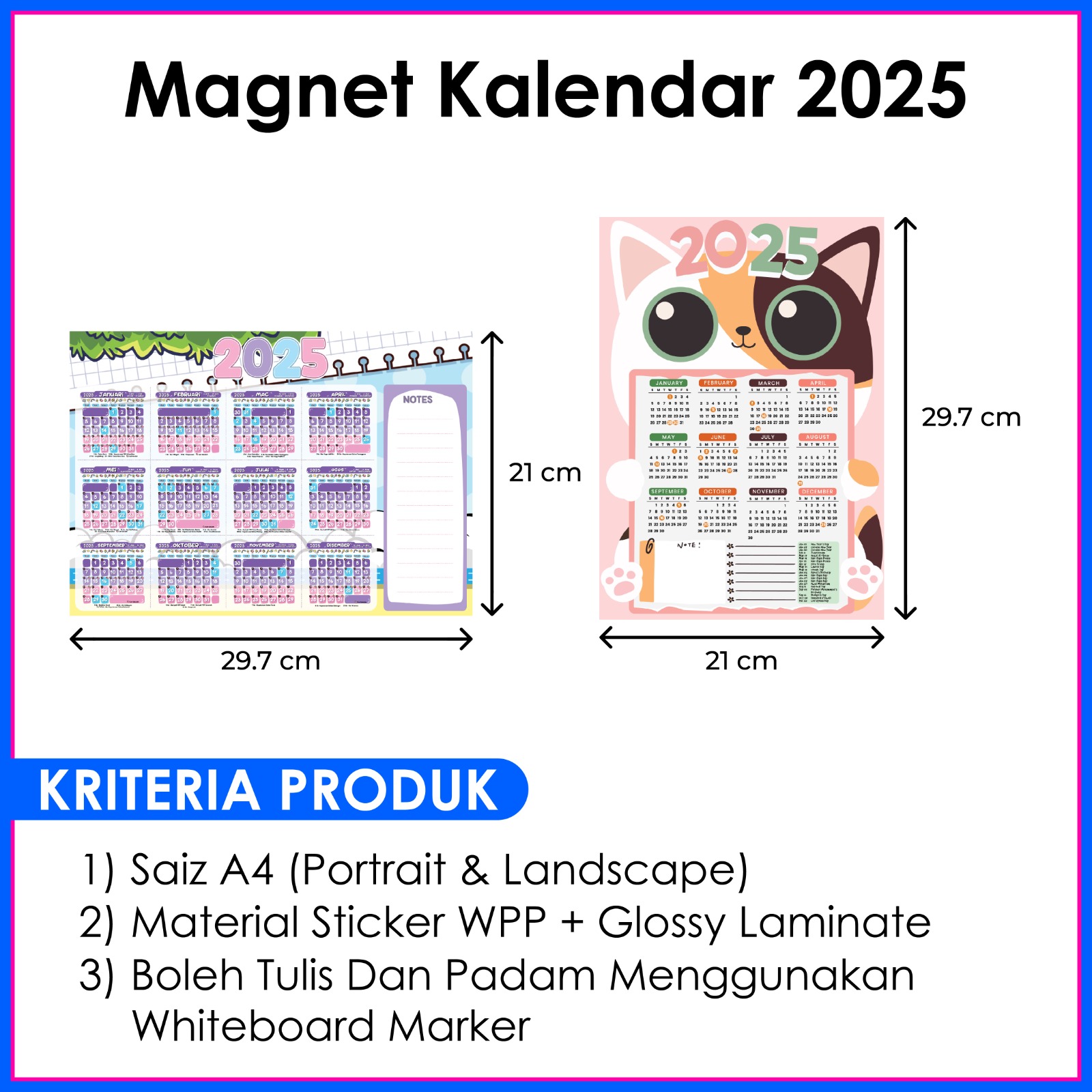 2025 CALENDAR MAGNET SIZE A4 / CUTE DESIGN CALENDAR MAGNET 2025/ CUTE ...