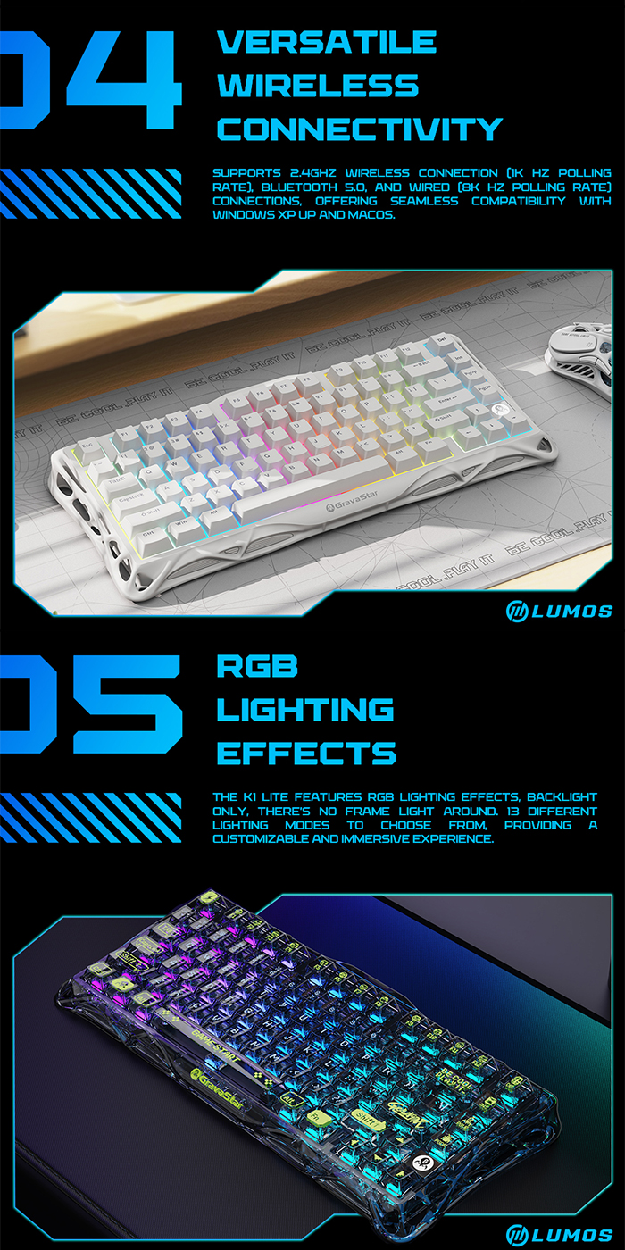 [Ready Stock] Gravastar Mercury K1 Lite Snow White & Transparent Black ...