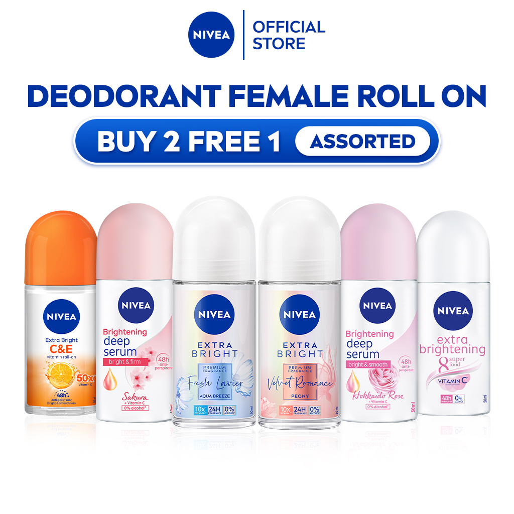 [Buy 2 Free 1] NIVEA Female Deodorant Roll On (50ml x 3) | Body Care ...