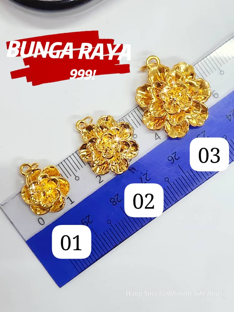 Wing Sing 999 Gold Loket Bunga Raya Flower Pendant 999 Limited Edition ...