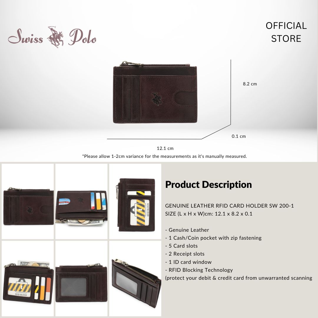 SWISS POLO Genuine Leather Short RFID Wallet With Lanyard - Multi ...