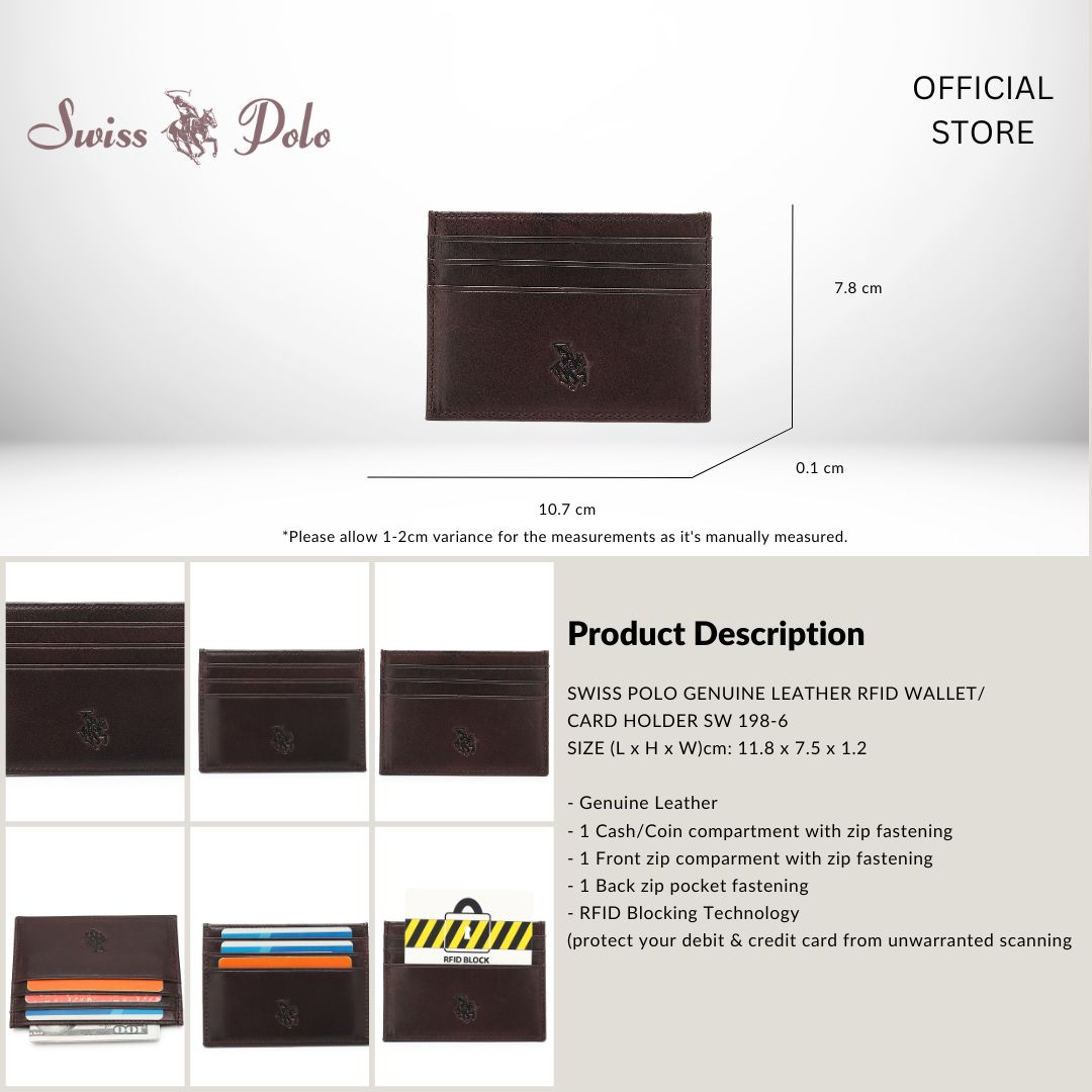 SWISS POLO Genuine Leather Short RFID Wallet With Lanyard - Multi ...