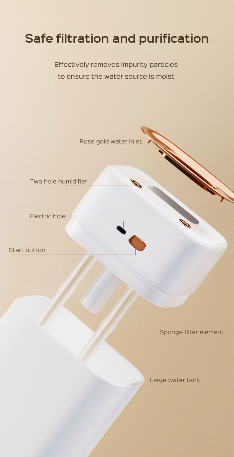 HAN RIVER Air Humidifier 1300ML Double Spray Diffuser Essential Oil ...