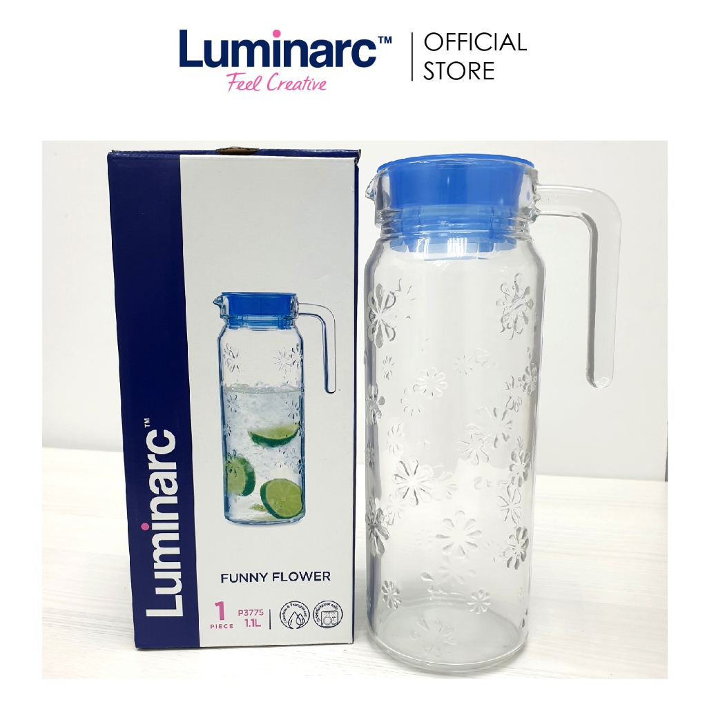 Luminarc Funny Flower Water Jug With Lid - Blue (1000ML) [Model: P3775 ...