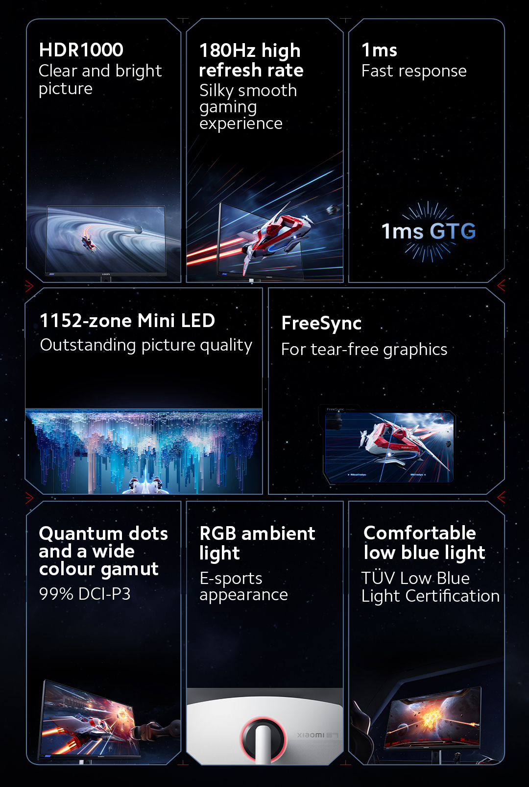 Xiaomi Mini LED Gaming Monitor G Pro 27i | 2K 180Hz 27" Fast IPS |1152 ...