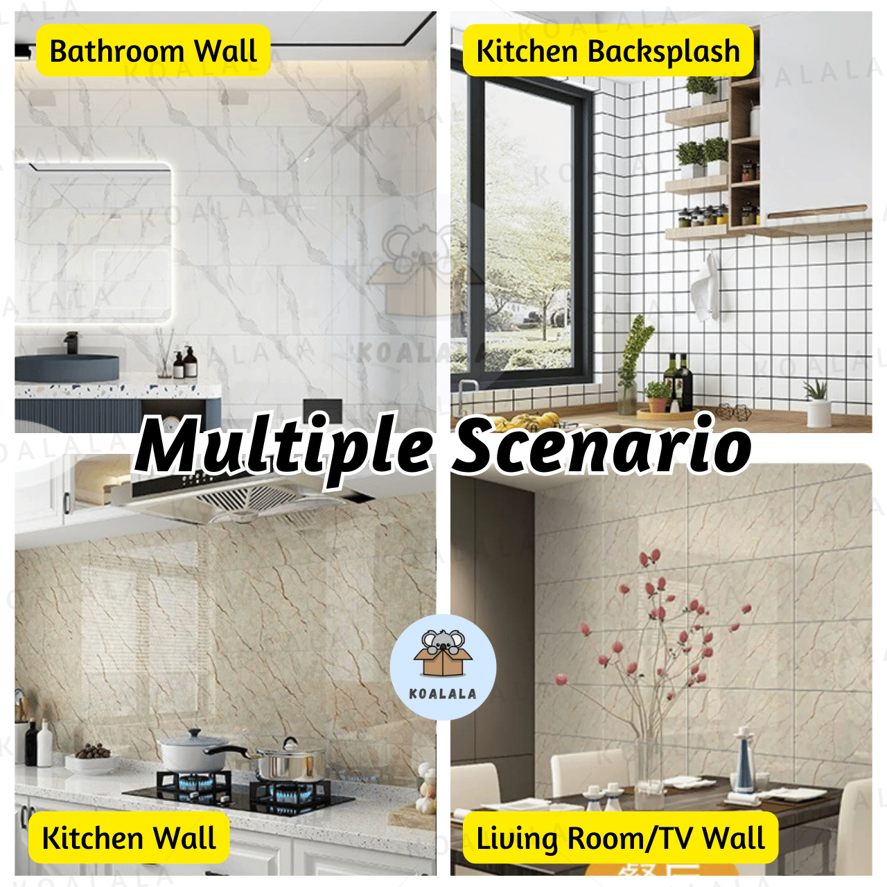 Kitchen Wall Sticker Paper Dinding Bathroom Wallpaper Waterproof Tile ...